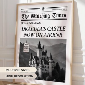 Halloween Funny Poster Halloween Newspaper Spooky Wall Art Funny Living ...