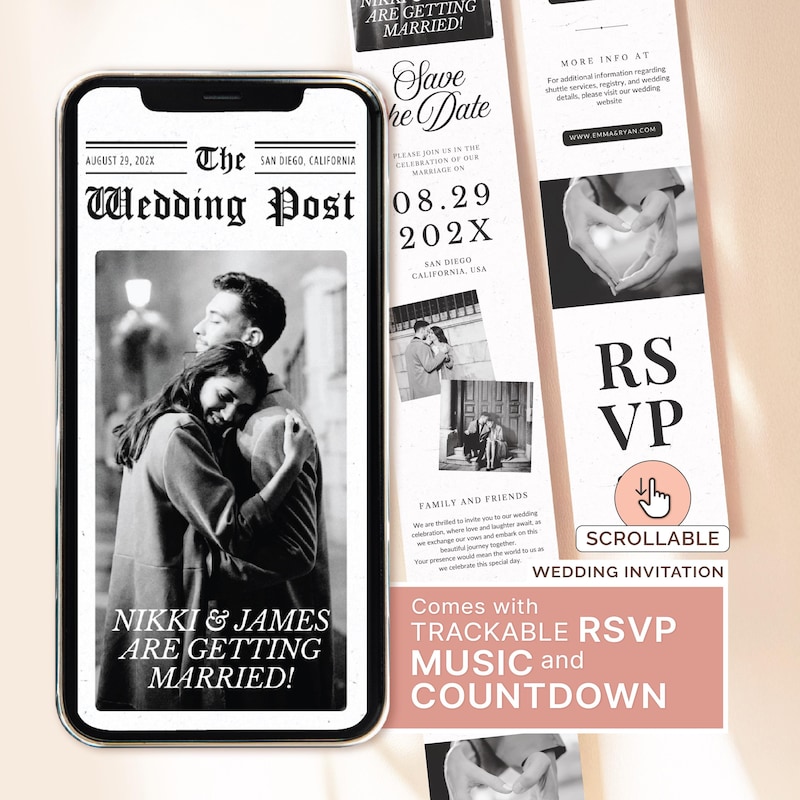 Newspaper Wedding Invitation - Etsy