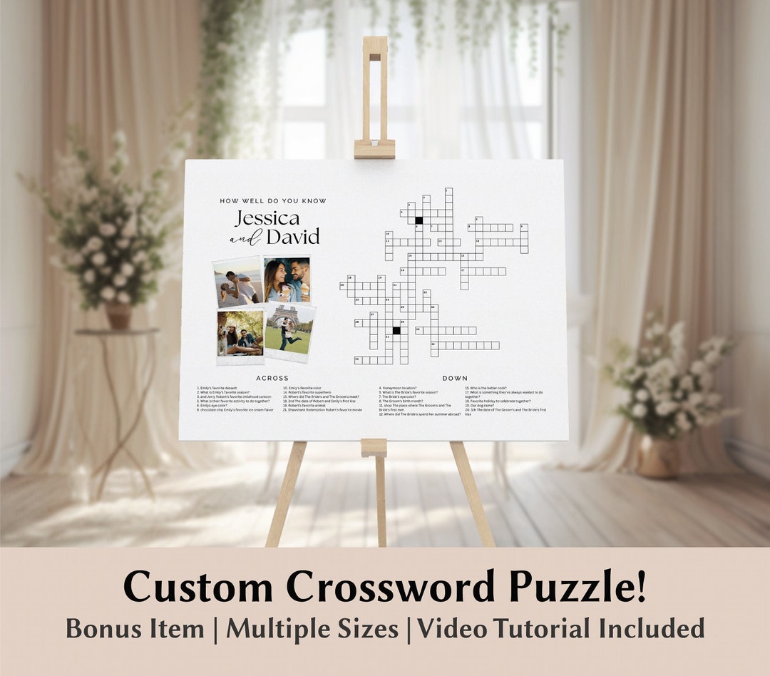 Giant Wedding Crossword Puzzle Sip and Solve Wedding Crossword Puzzle ...
