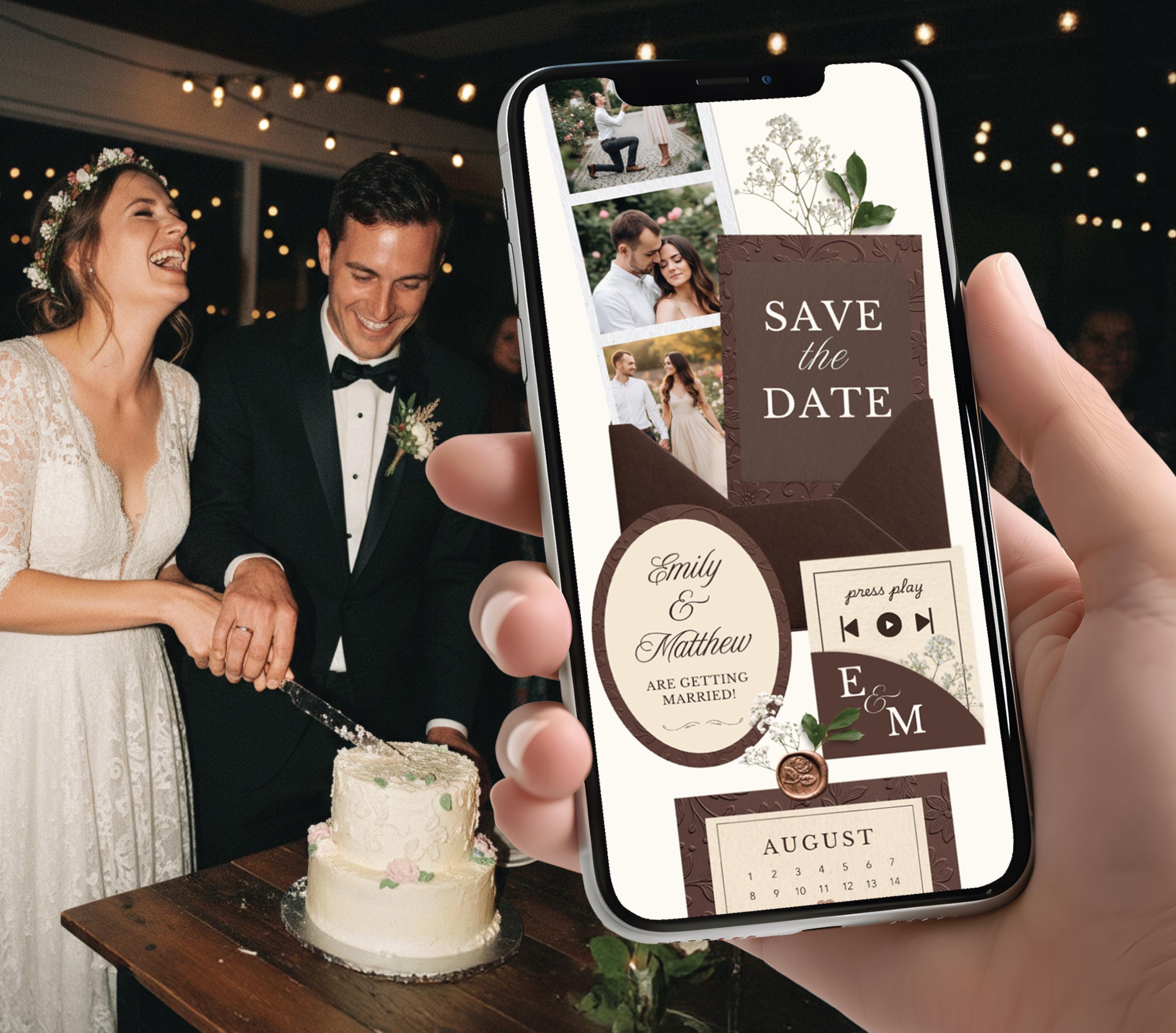 Brown Elegant Save the Date Wedding Website Template With RSVP Editable ...
