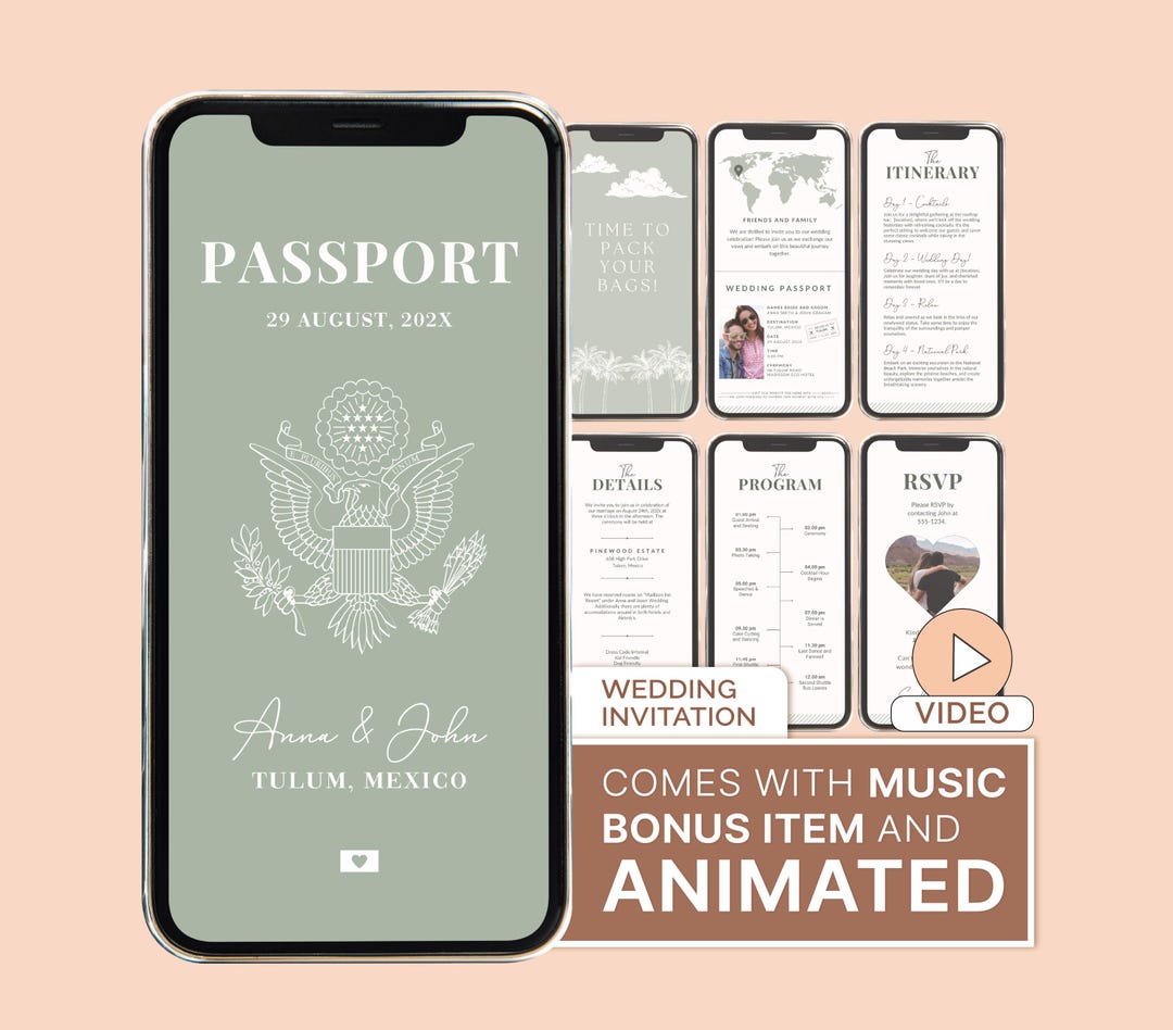 Digital Passport Wedding Invitation Digital Travel Theme Wedding Decor ...