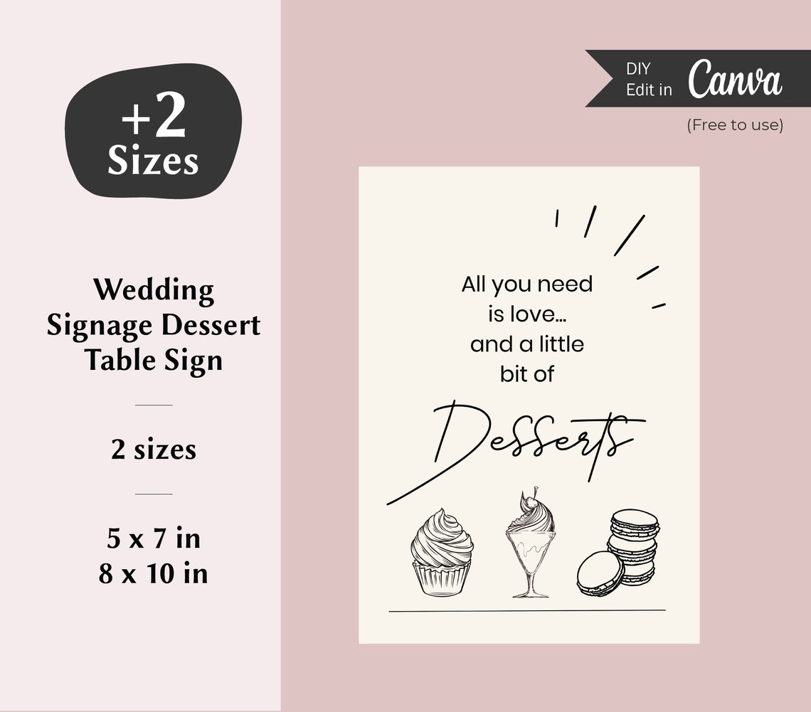 Dessert Table Sign Dessert Table Decor Wedding Sign Dessert Wedding ...