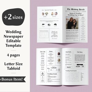 Newspaper Wedding Program Template Wedding Games Printable Wedding ...
