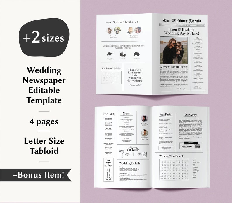 Newspaper Wedding Program Template Wedding Games Printable - Etsy Canada