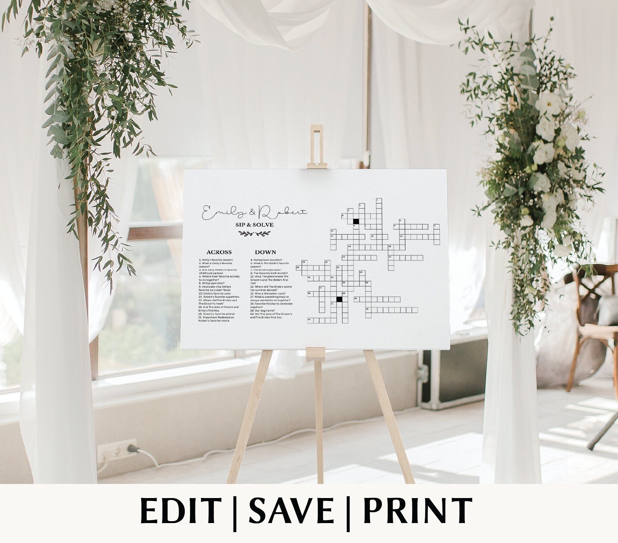Minimalist Wedding Crossword Puzzle Template Wedding Game for - Etsy Canada