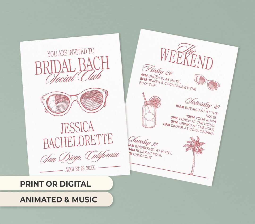 Custom Bachelorette Party Invitation Bridal Shower Trip Invitation ...