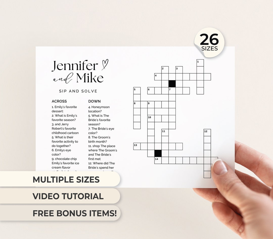 Small Custom Crossword Puzzle Wedding Custom Crossword Template Game ...