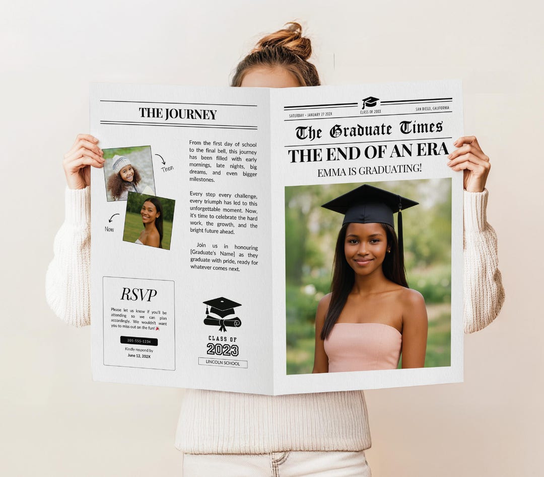 Newspaper Graduation Announcement Template Graduation Invitation ...
