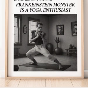 Frankenstein Poster Halloween Print Yoga Wall Art Halloween Newspaper ...