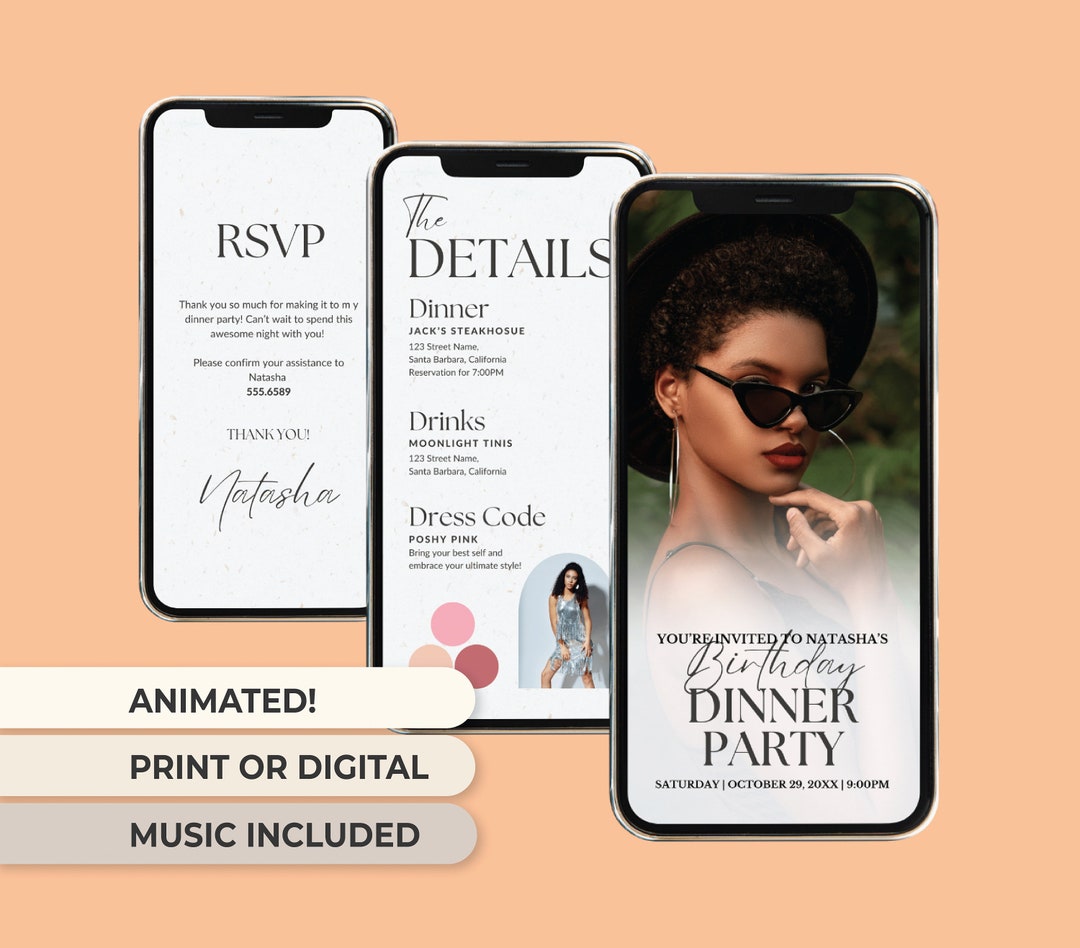 Birthday Dinner Party Digital Invitation Birthday Party Dinner ...