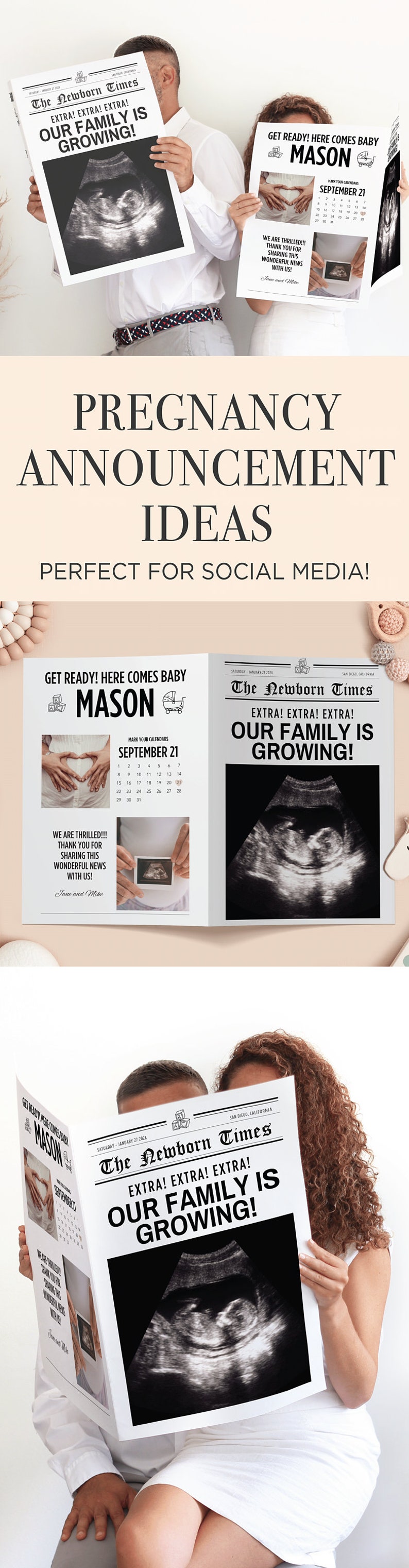 Custom Newspaper Pregnancy Reveal Newspaper Baby Announcement Baby ...