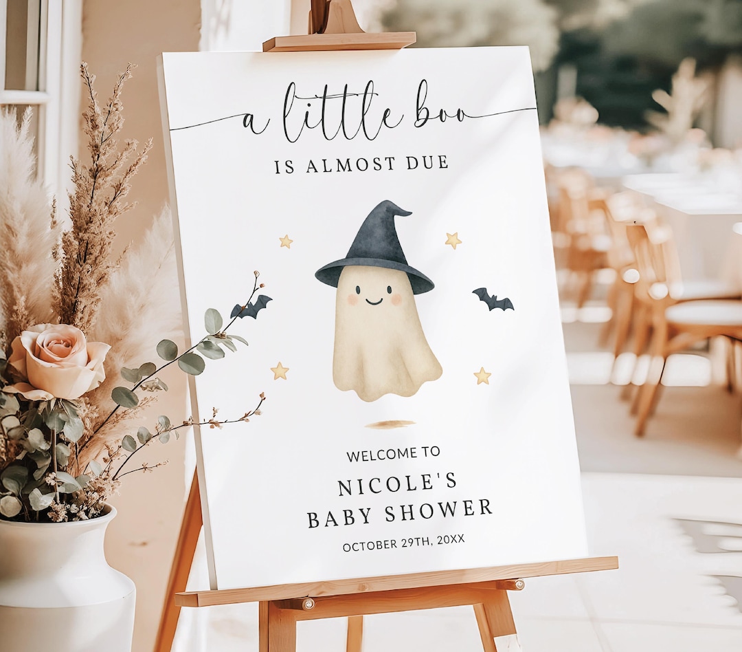 A Lil Boo is Almost Due Baby Shower Welcome Sign Halloween Theme ...