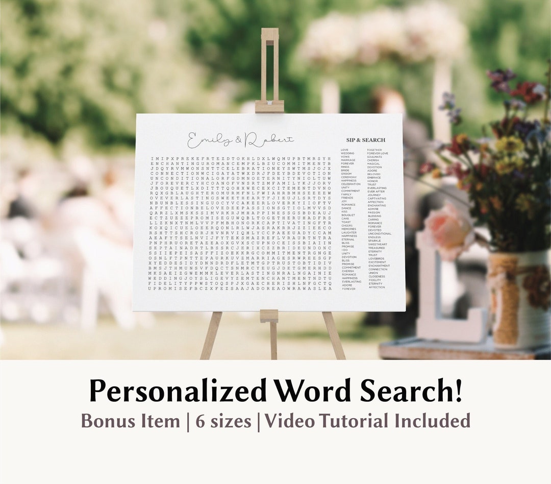 Wedding Word Search Template Wedding Game Personalized Wedding Word ...