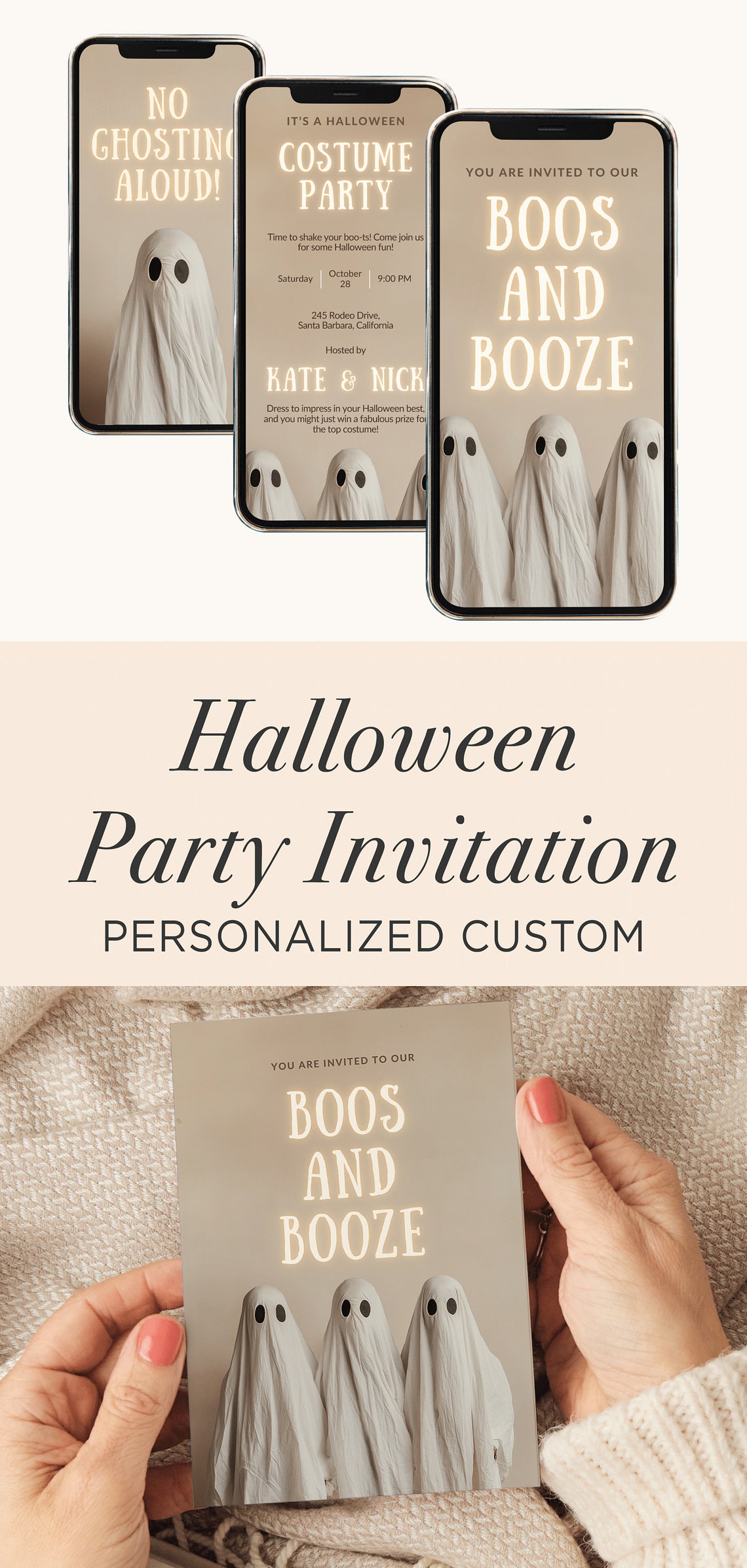 Trendy Halloween Invitation Digital Costume Party Invite Halloween ...