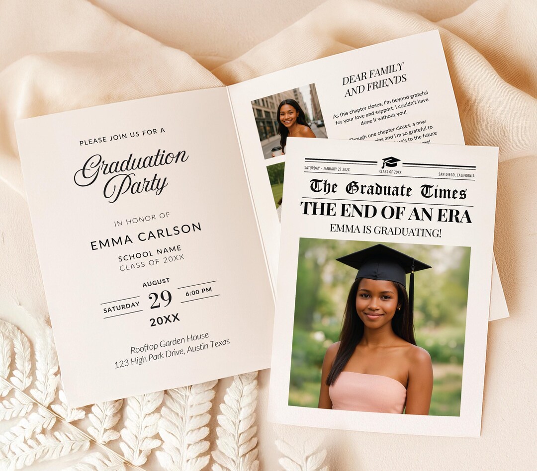 Newspaper Graduation Announcement Template Graduation Invitation ...