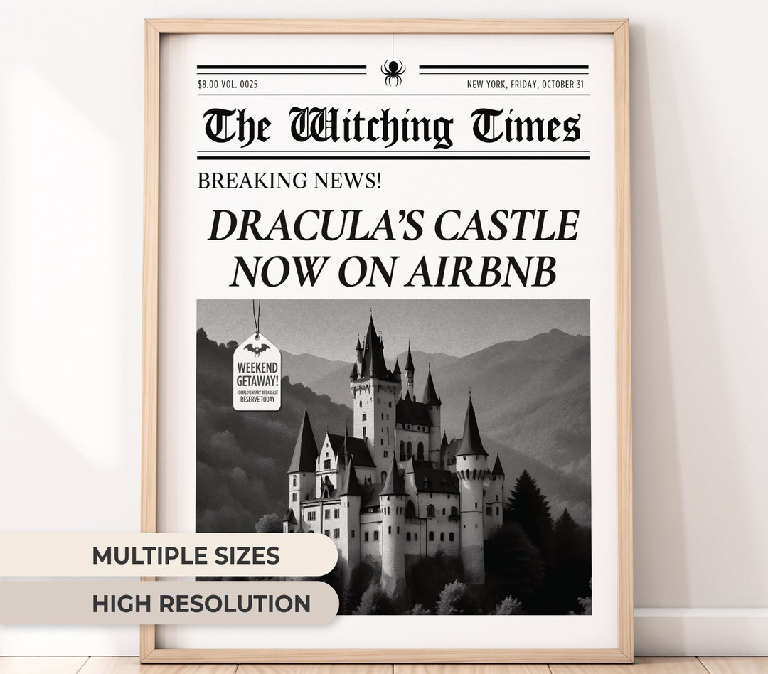 Halloween Funny Poster Halloween Newspaper Spooky Wall Art Funny Living ...