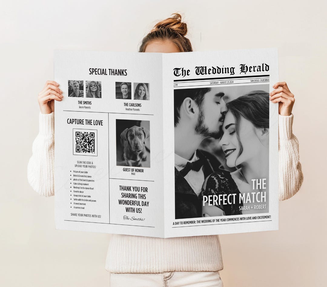 Custom Wedding Newspaper Template Wedding Program Newspaper Idea ...