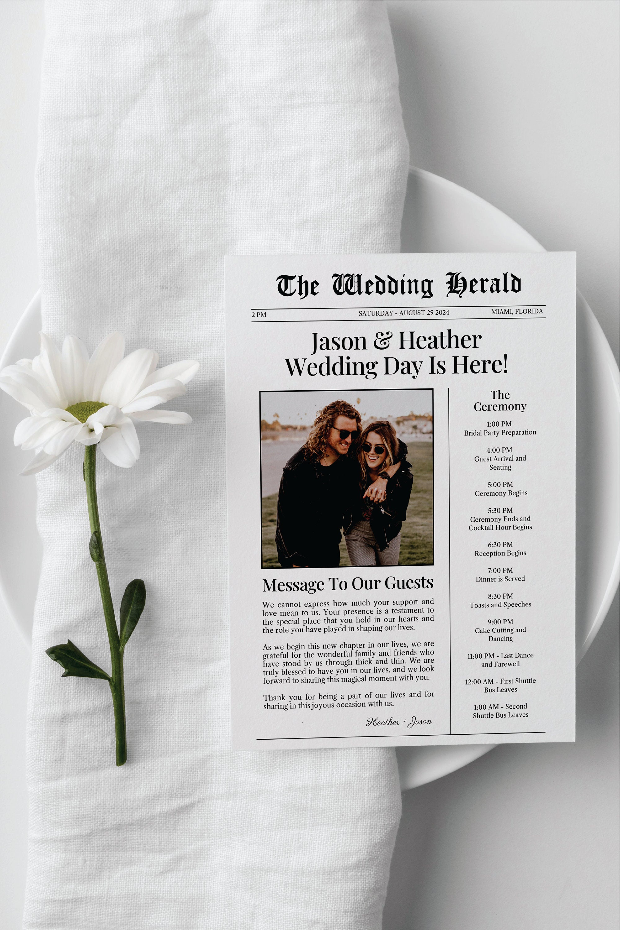Newspaper Wedding Program Template Wedding Games Printable Wedding ...