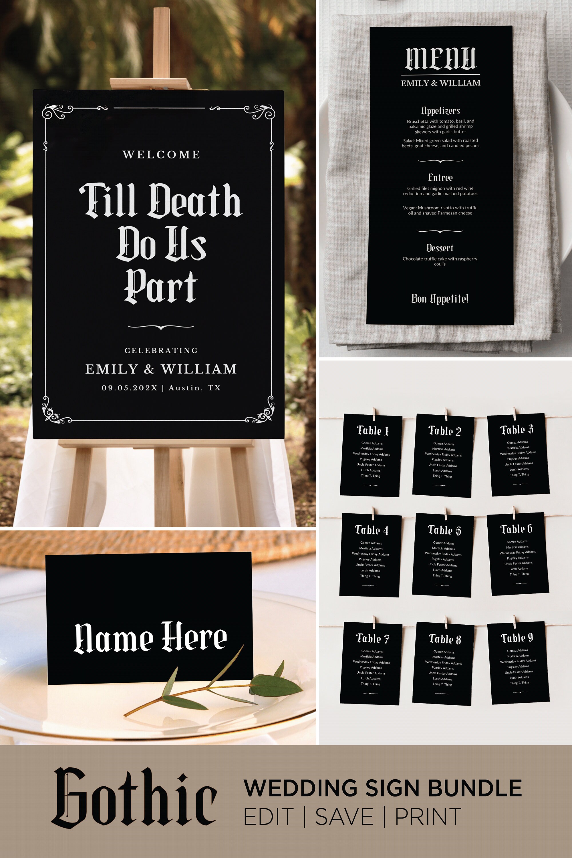 Moody Wedding Decor Moody Wedding Template Bundle Canva Moody Signs ...