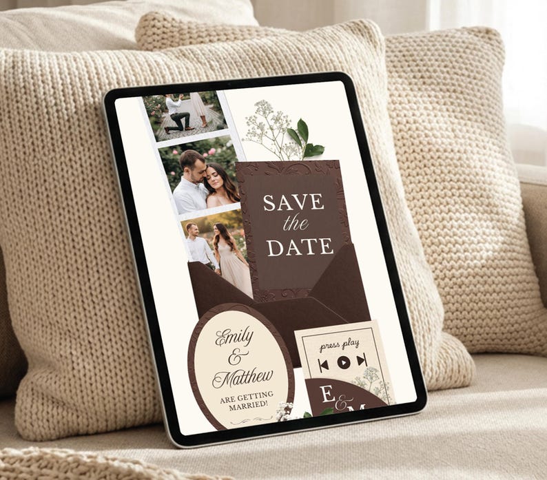 Brown Elegant Save the Date Wedding Website Template With RSVP Editable ...