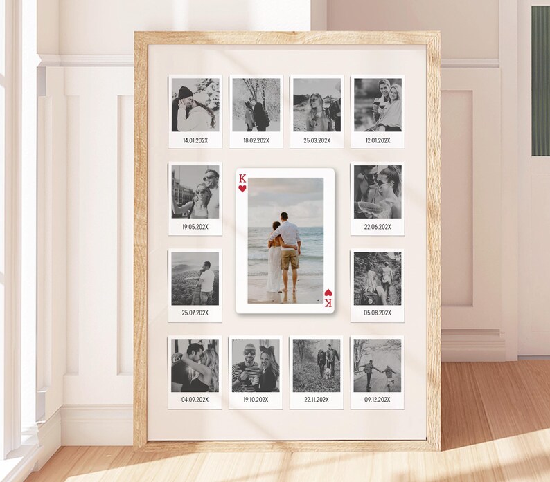 Printable Couple Photo Collage Romantic Card Gift King of Hearts Wall ...