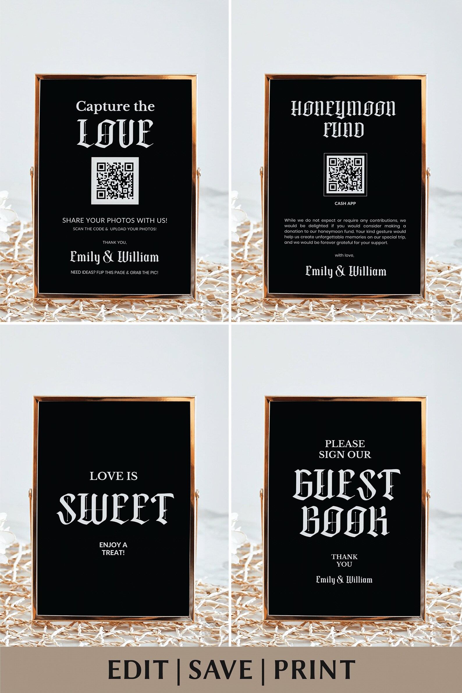 Moody Wedding Decor Moody Wedding Template Bundle Canva Moody Signs ...