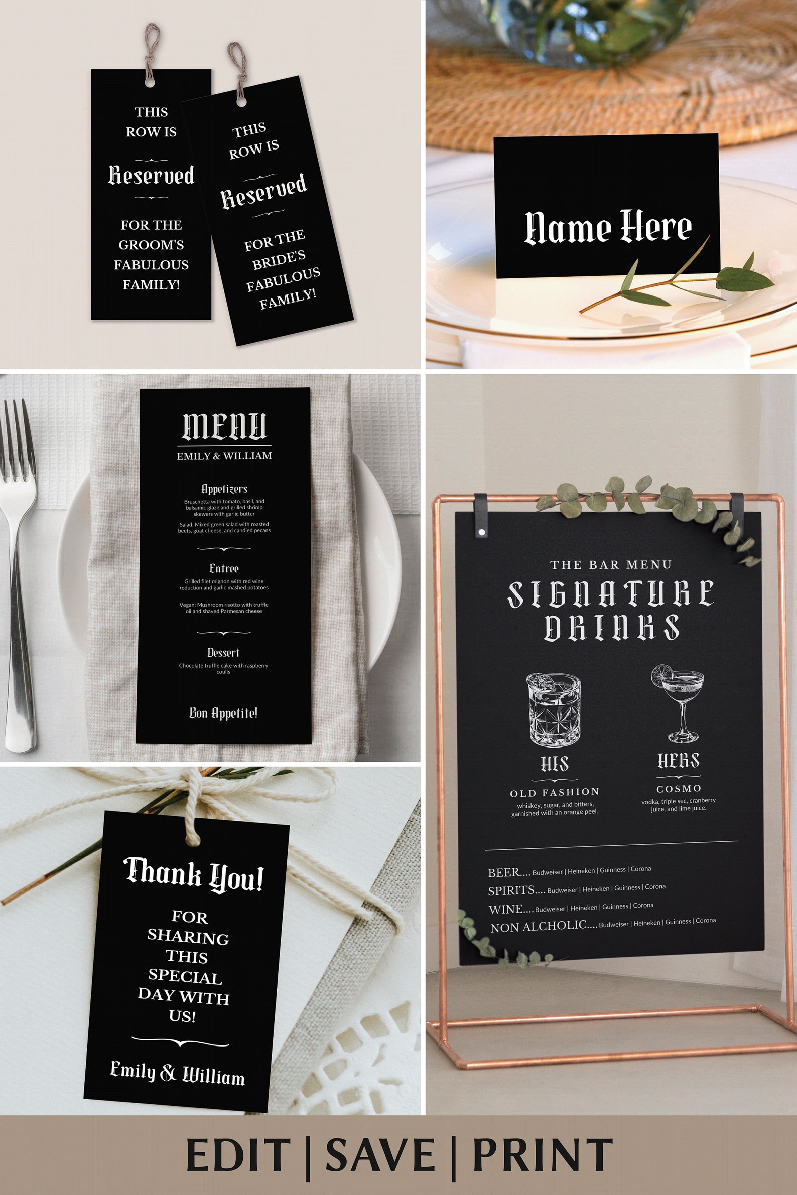 Moody Wedding Decor Moody Wedding Template Bundle Canva Moody Signs ...