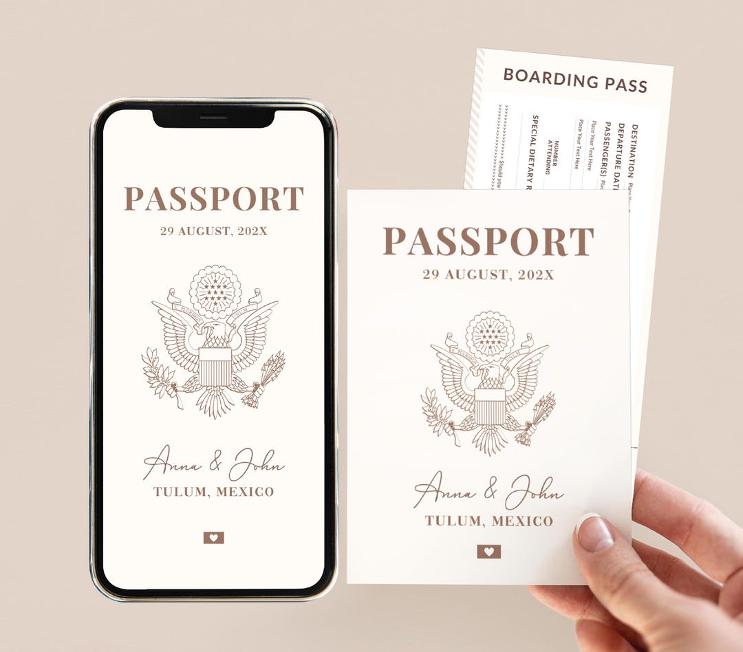 Destination Wedding Passport Printable Passport Wedding Digital ...
