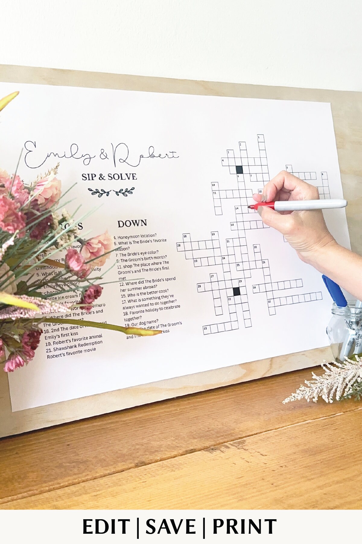 Minimalist Wedding Crossword Puzzle Template Wedding Game for - Etsy Canada