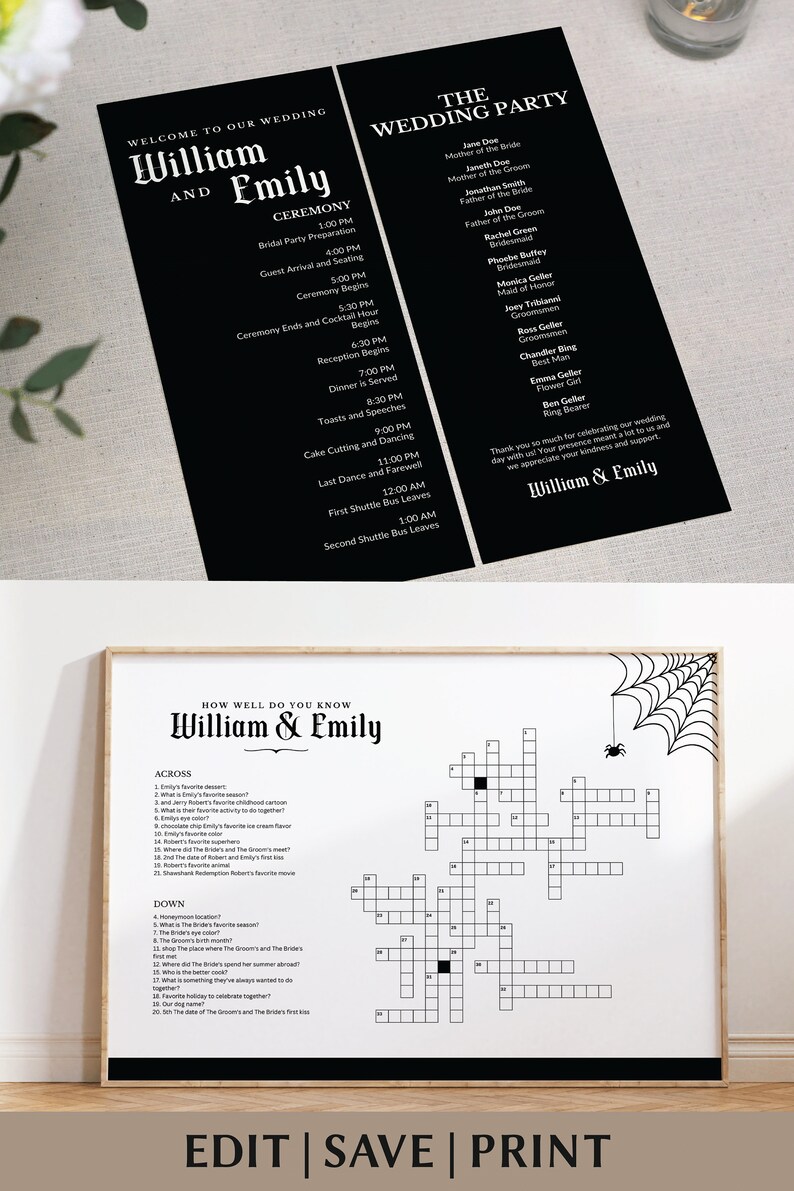 Moody Wedding Decor Moody Wedding Template Bundle Canva Moody Signs ...