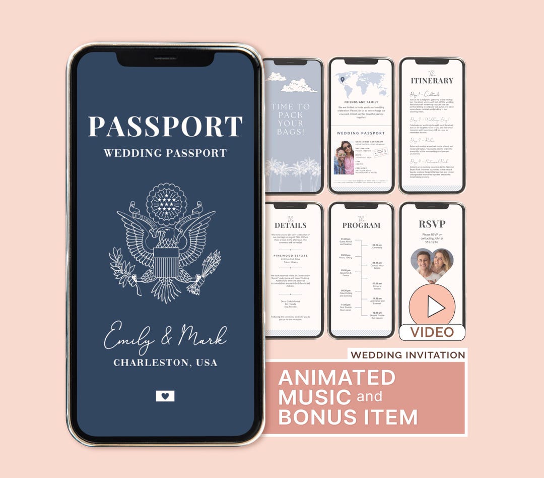 Wedding Passport Invitation Digital Save the Date Wedding Boarding Pass ...