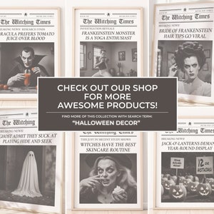 Halloween Funny Poster Halloween Newspaper Spooky Wall Art Funny Living ...