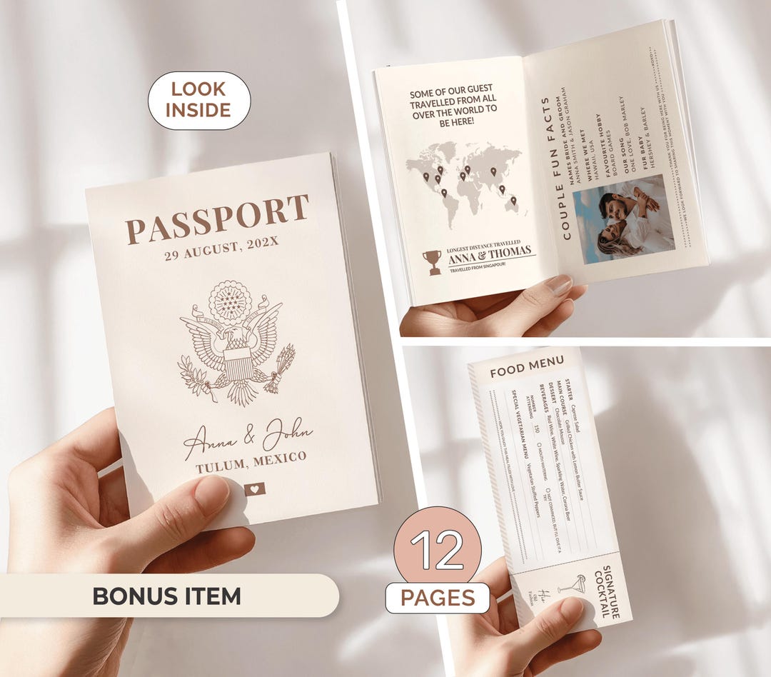 Wedding Program Passport Wedding Ceremony Program Wedding Passport Program Wedding Order of ...