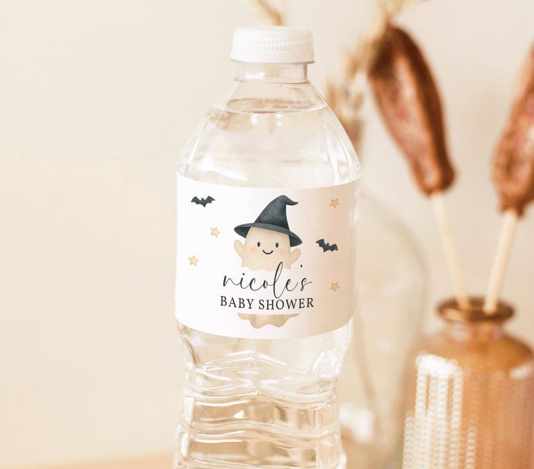Halloween Ghost Water Bottle Label Template Printable Baby Shower Water ...