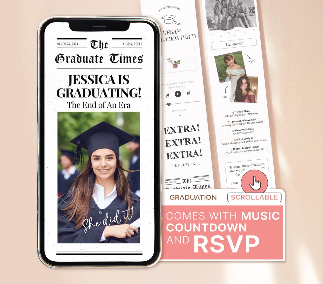 Graduation Newspaper Template Graduation Party Invitation Newspaper ...