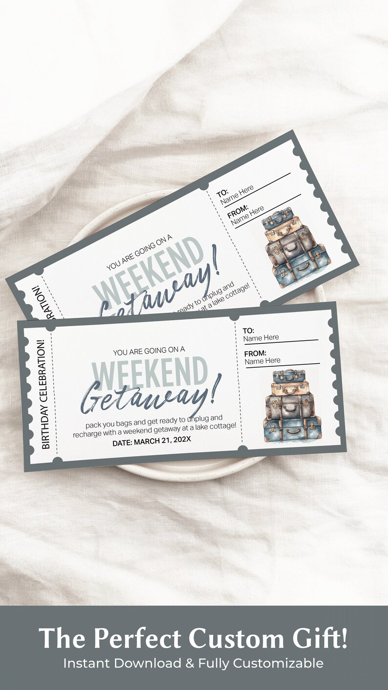 Gift Voucher Template Weekend Getaway Voucher Template Birthday Trip ...