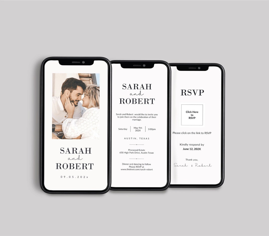 Minimalist Digital Wedding Invitation Electronic Invitation Wedding ...