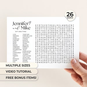 Custom Wedding Word Search Game Sip and Search Wedding Word Search ...