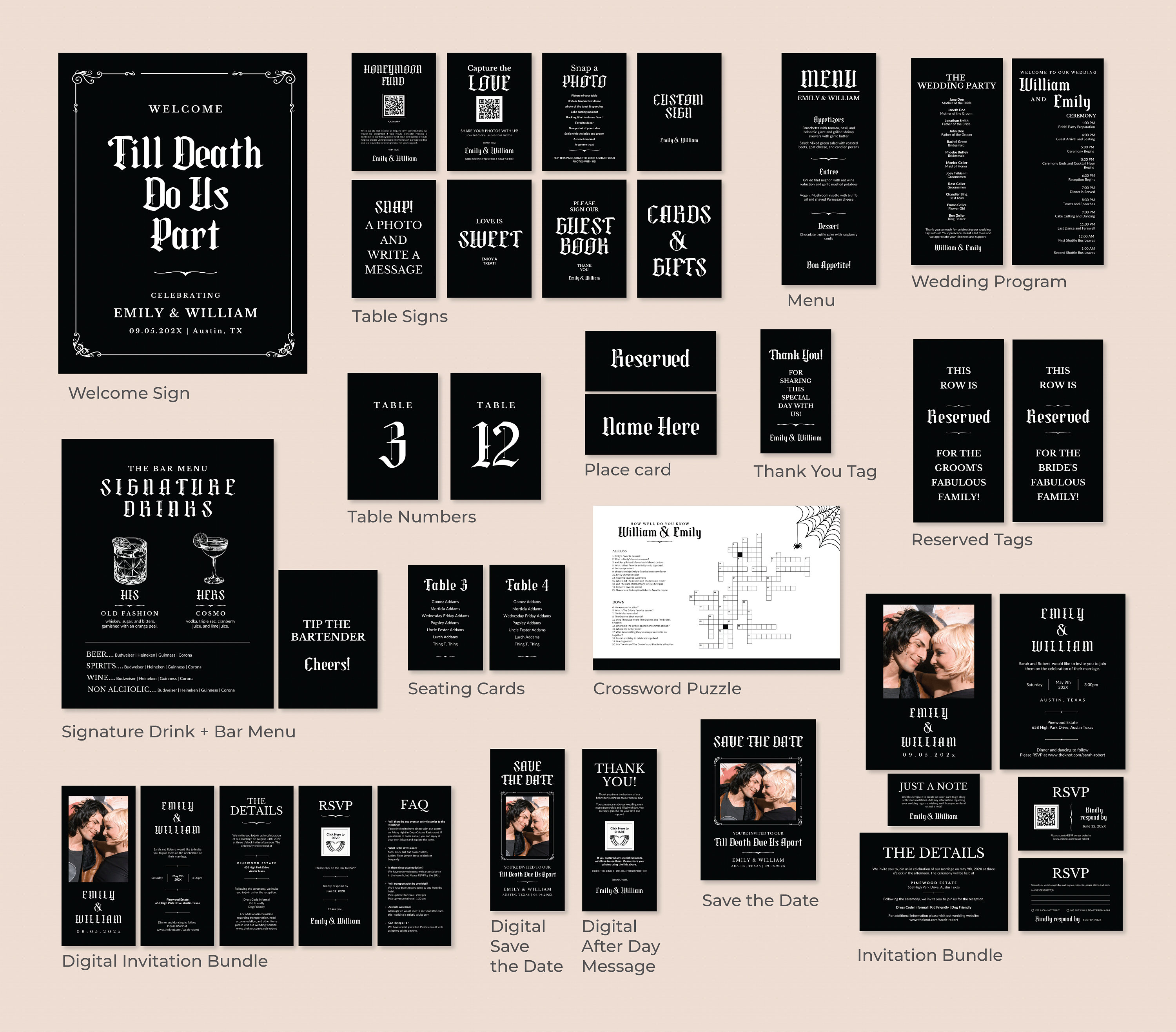 Moody Wedding Decor Moody Wedding Template Bundle Canva Moody Signs ...