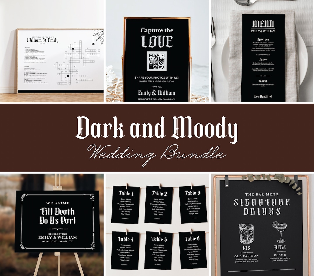 Moody Wedding Decor Moody Wedding Template Bundle Canva Moody Signs ...