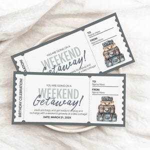 Gift Voucher Template Weekend Getaway Voucher Template Birthday Trip ...