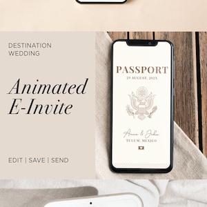 Wedding Passport Invitation Digital Animated Destination Wedding Invite ...