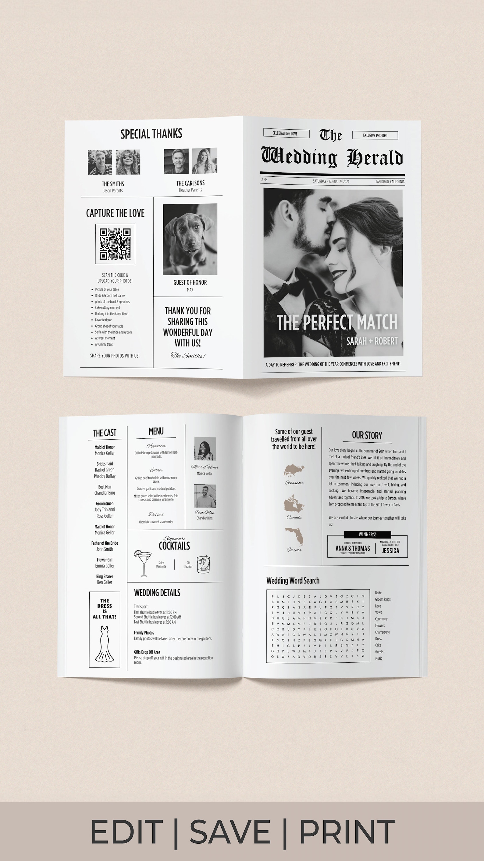 Custom Wedding Newspaper Template Wedding Program Newspaper Idea ...