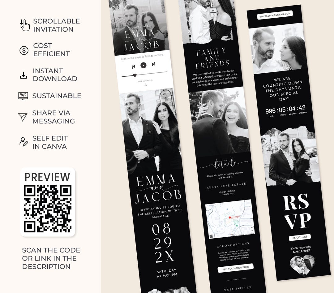 Luxury Wedding Electronic Invitation Timeless Wedding Invite Classic ...