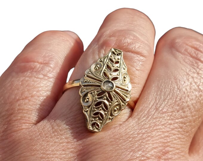 Art Deco Ring Shuttle Ring for Women Golden Jewelry Art - Etsy