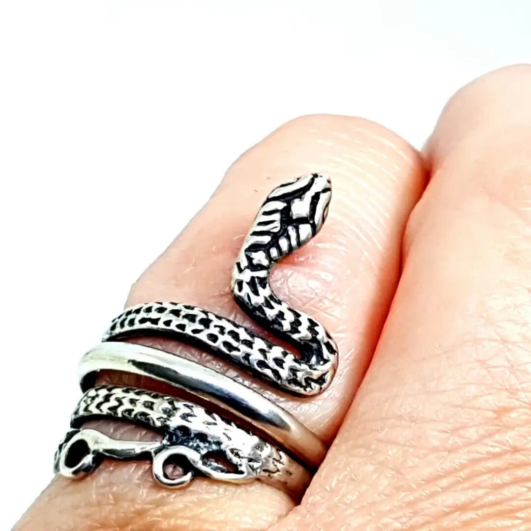 Snake Ring, Boho Sterling Silver, Serpent Jewelry for Women, Viper ...