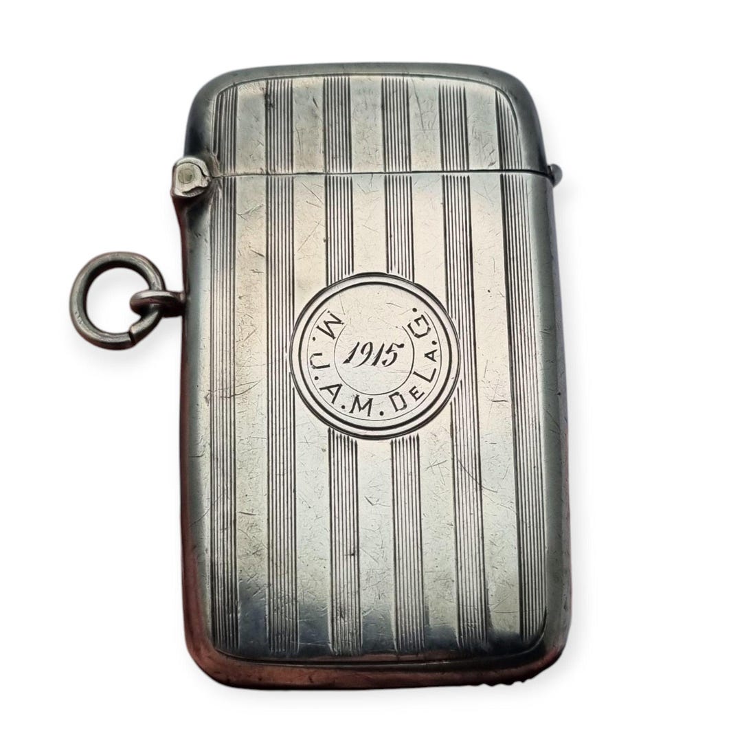 Antique Silver Matchbox (vesta) by William Hammon, Birmingham, 1864 ...