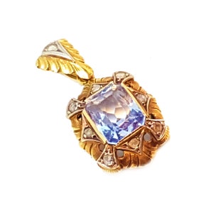 Art Deco Diamond and Gold Pendant. With Simile of Aquamarine - Etsy