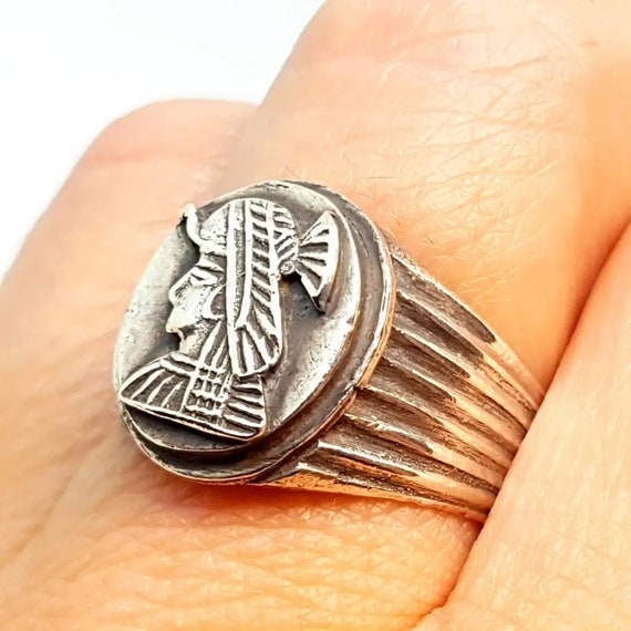 Egyptian jewelry ring, signet ring vintage, vintage r… - Gem