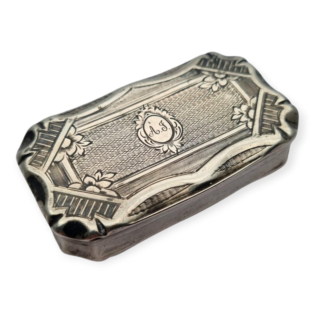 Antique French Engraved Silver Snuff Box With Monogram aj 19th Century ...